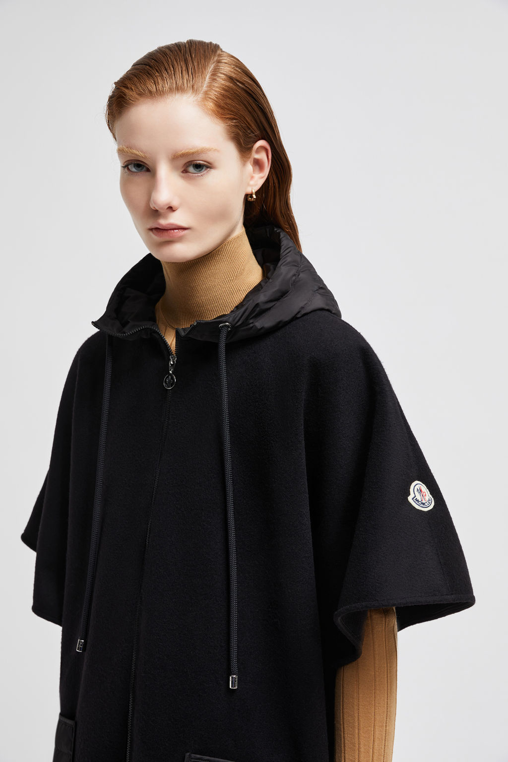 Black Hooded Wool Cape - Capes for Women | Moncler HK