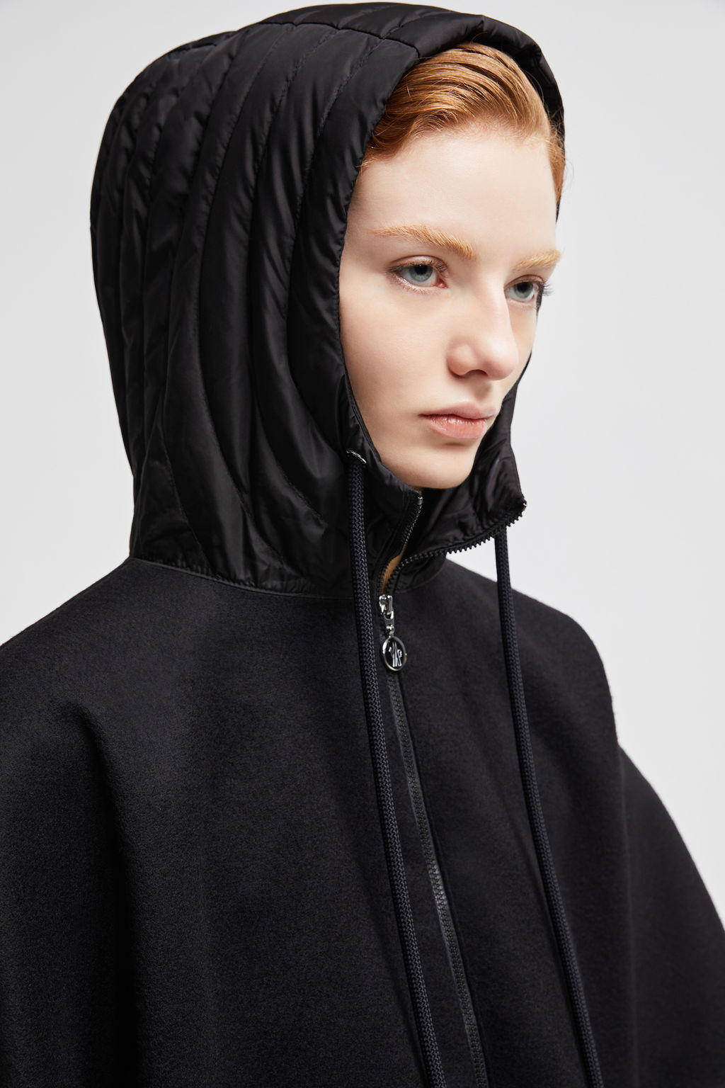 Black Hooded Wool Cape - Capes for Women | Moncler HK
