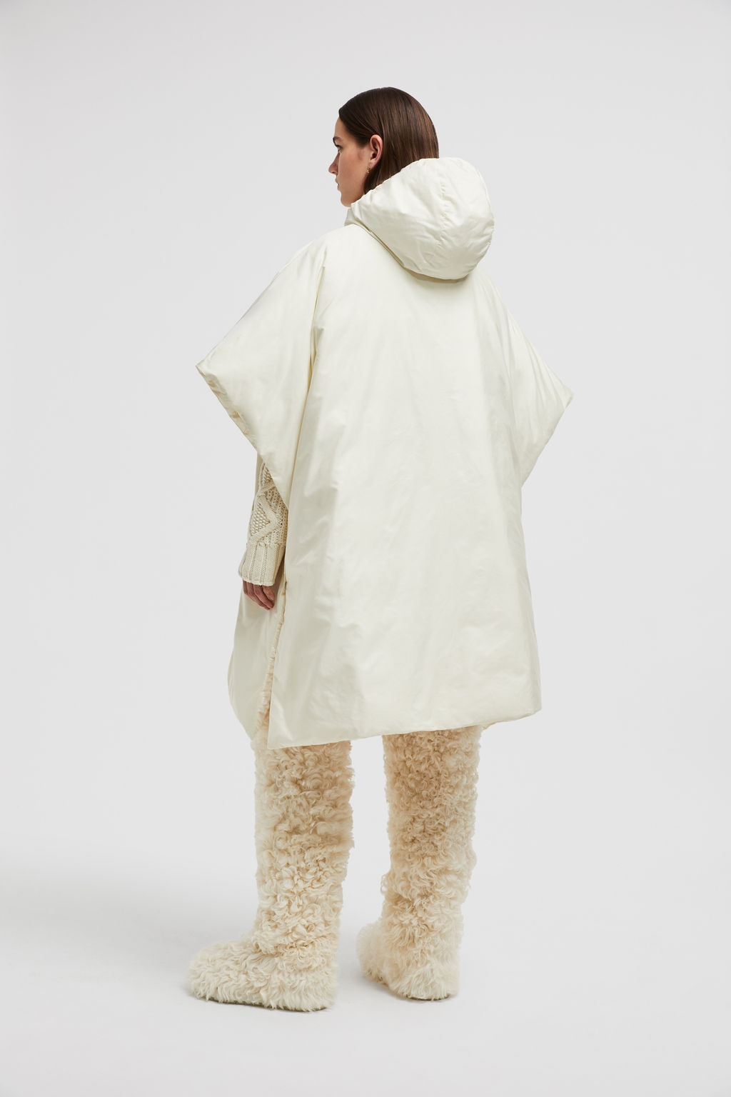 White Hooded Padded Cape - Capes for Women | Moncler GB