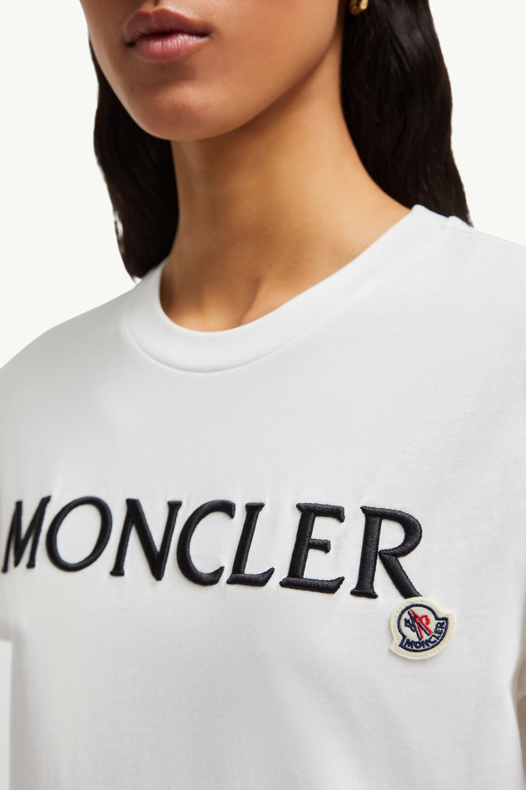 Off White Embroidered Logo T-Shirt - Tops & T-Shirts for Women | Moncler GB