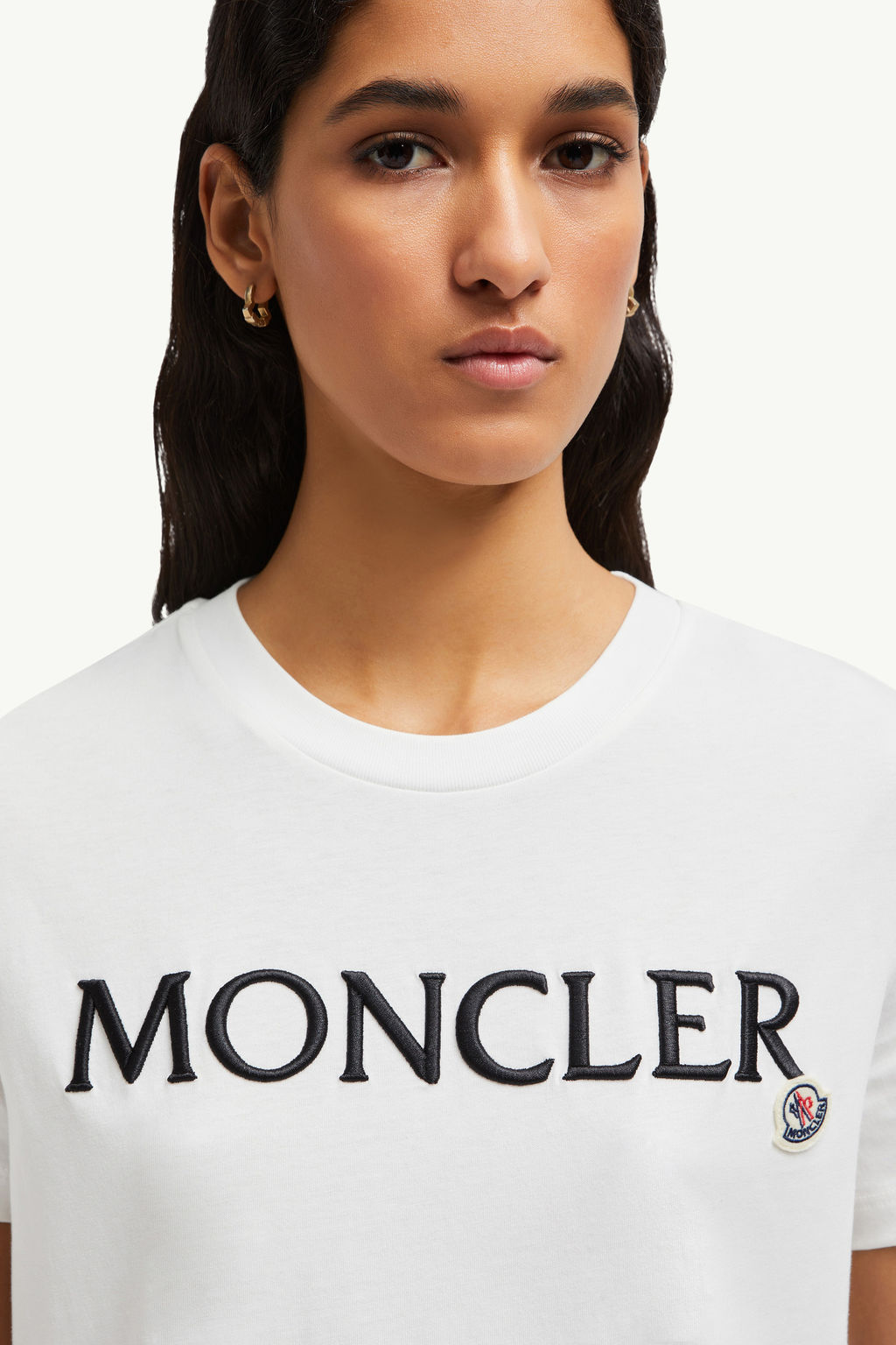 Off White Embroidered Logo T-Shirt - Tops & T-Shirts for Women | Moncler GB