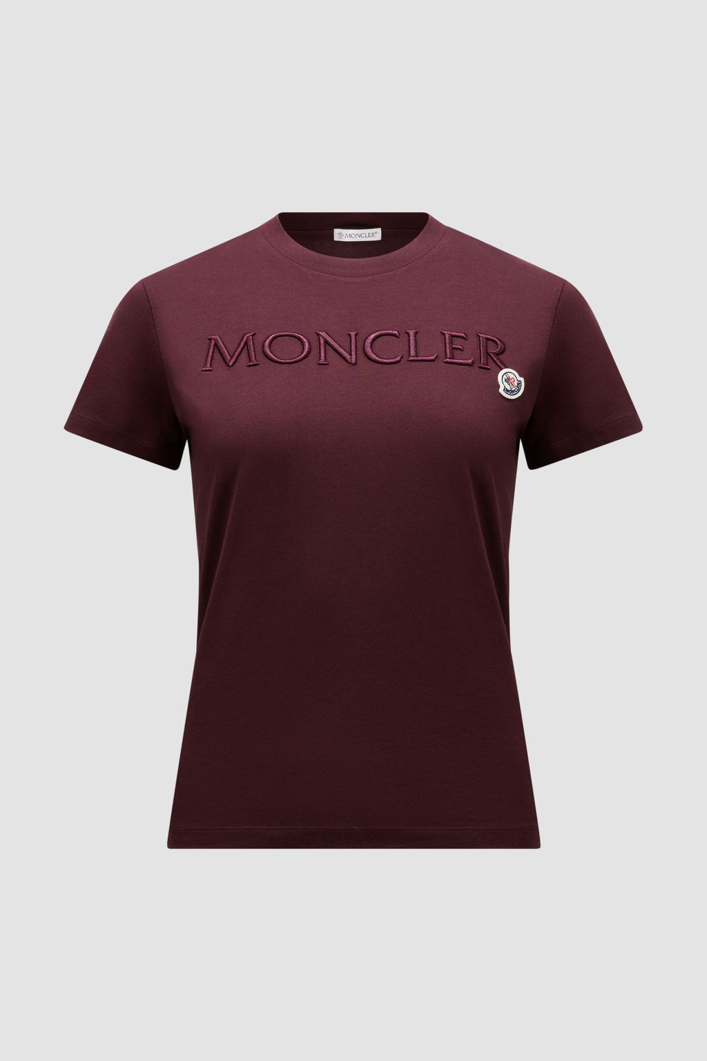 Burgundy Embroidered Logo T-Shirt - Tops & T-shirts for Women | Moncler US