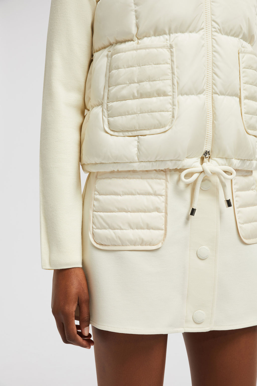 White Padded Wool Zip-Up Cardigan - Sweaters & Cardigans for Women ...