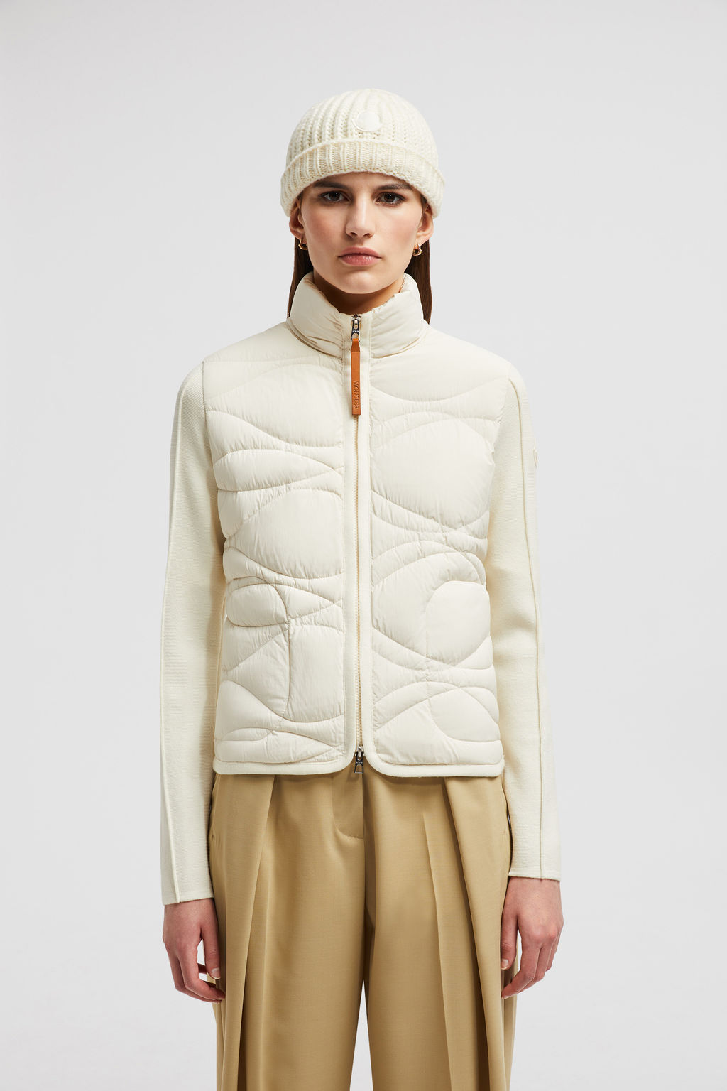 White Padded Wool Cardigan - Sweaters & Cardigans for Women | Moncler US