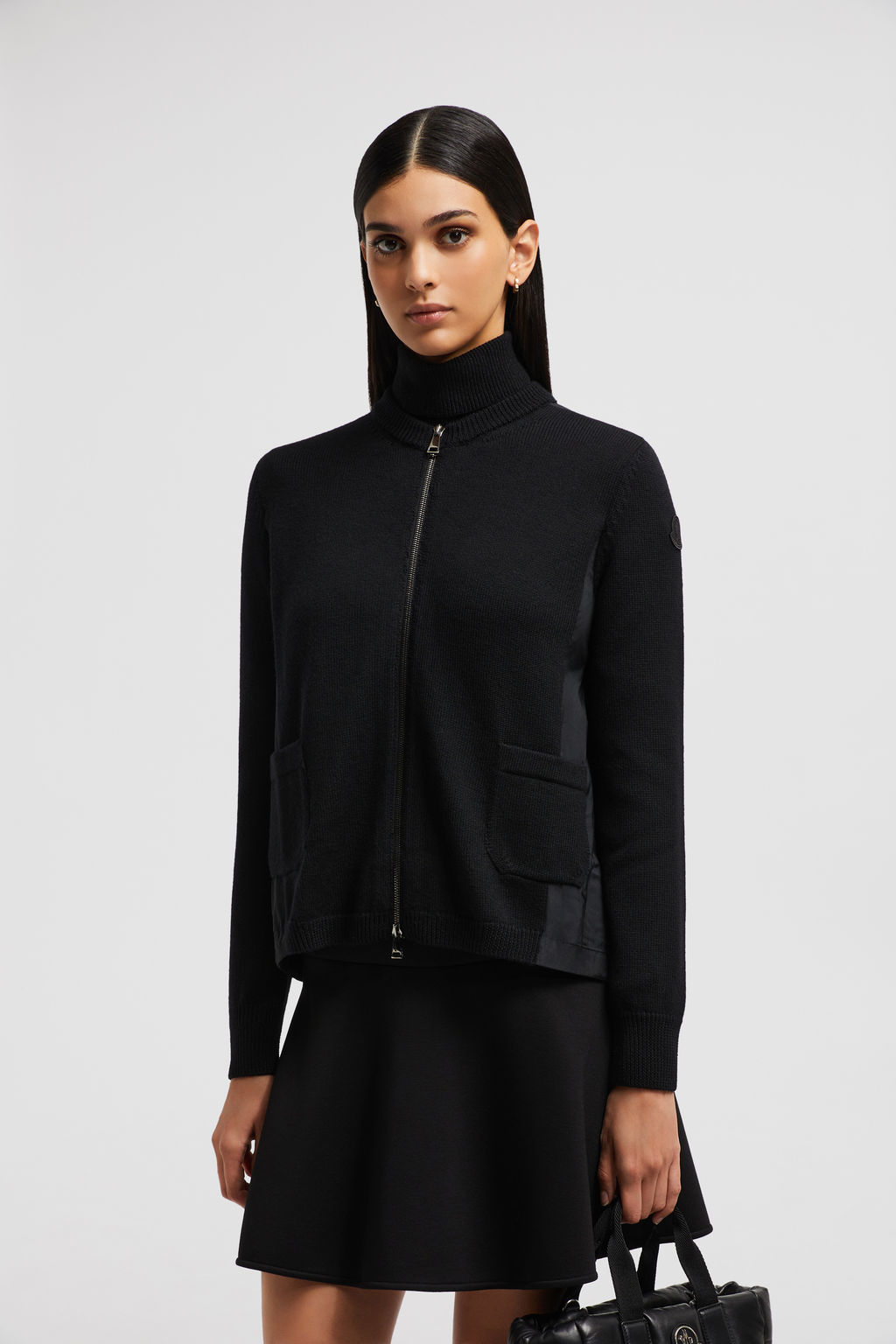 Cardigan imbottito in lana con zip Nero - Maglioni & Cardigan Donna ...