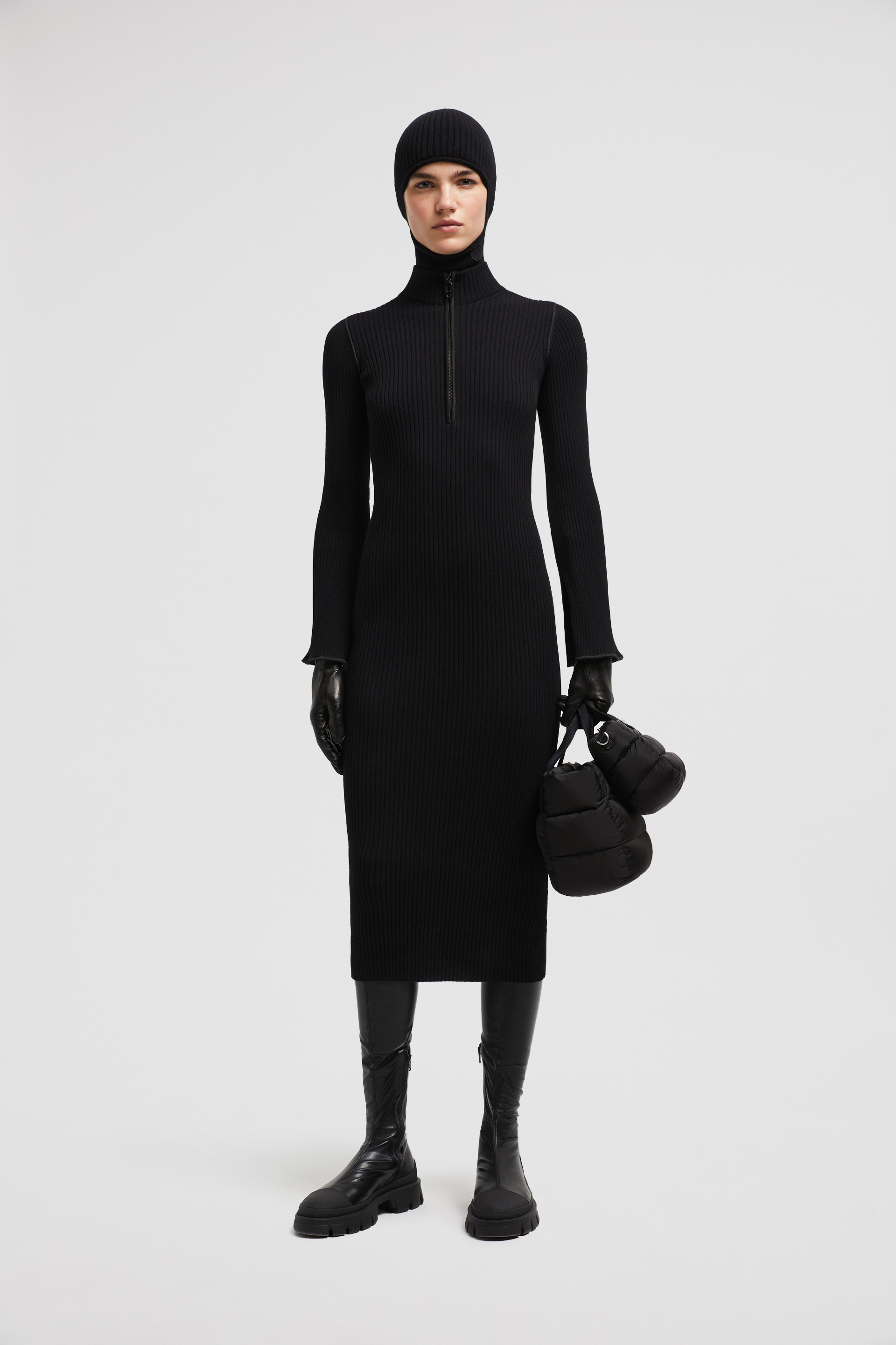 Dresses for Women Black Midi and Long Sleeve Moncler CA