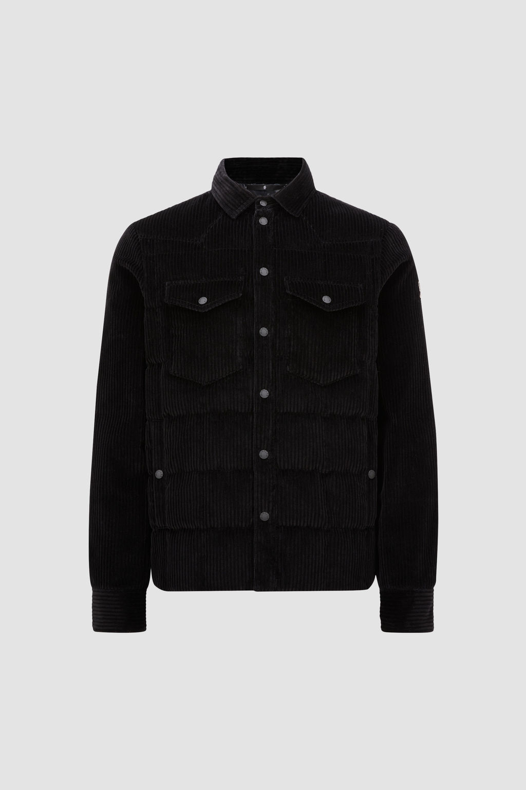 Black Gelt Corduroy Down Shirt Jacket - Short Down Jackets for Men ...