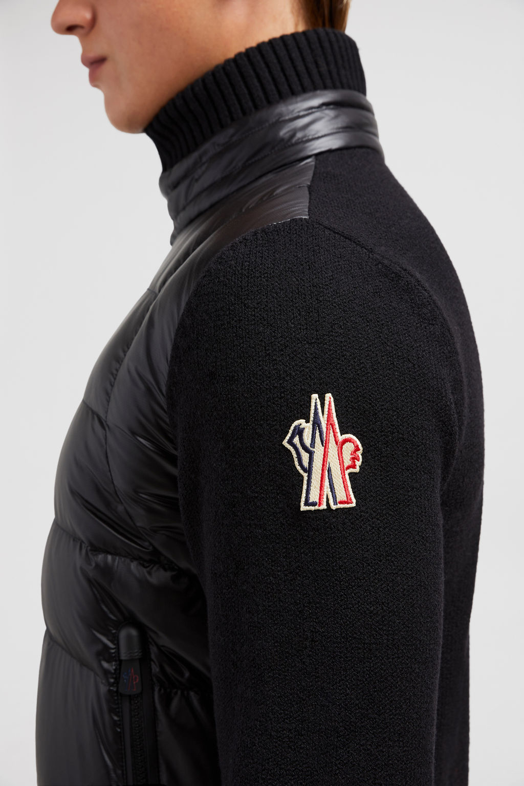 Black Padded Wool Zip-Up Cardigan - Sweaters & Cardigans for Men ...