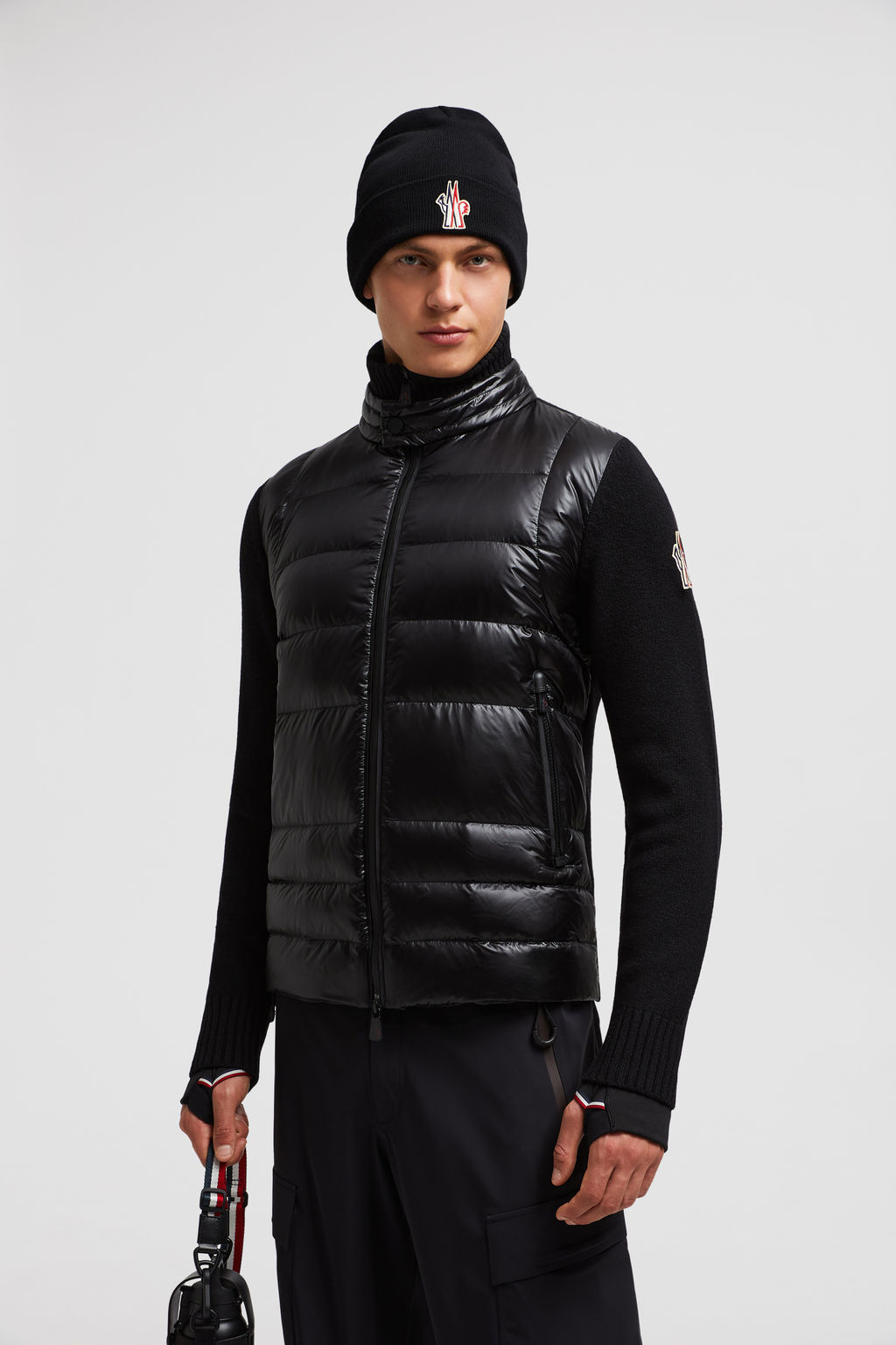 Black Padded Wool Zip-Up Cardigan - Sweaters & Cardigans for Men ...