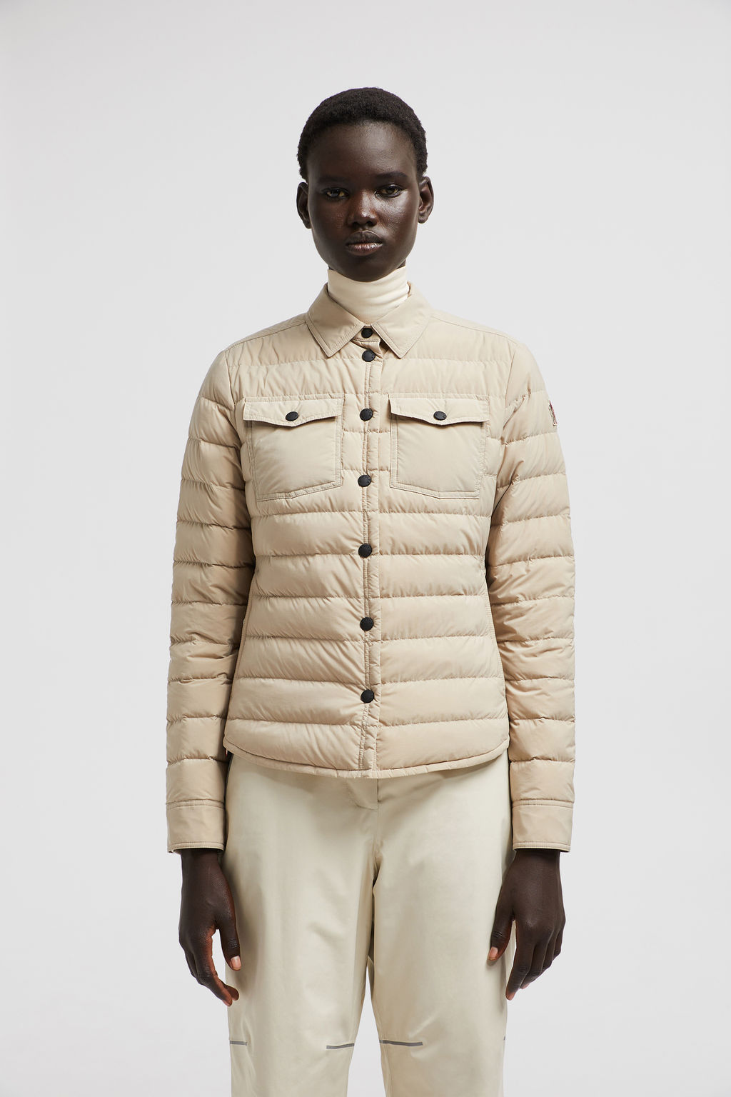 Light Beige Rozes Down Shacket - Short Down Jackets for Women | Moncler US
