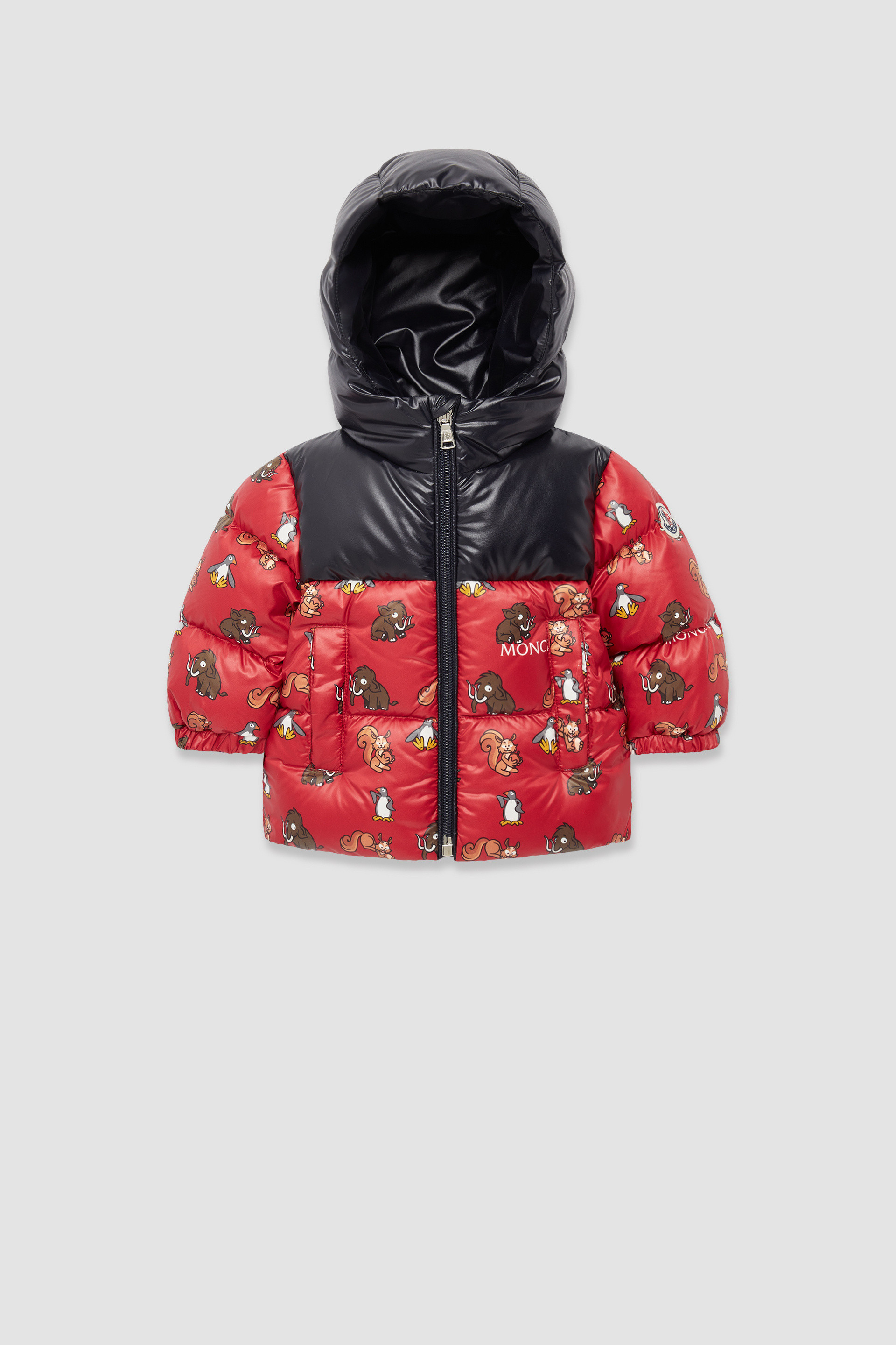 Blue & Red Olas Hooded Down Jacket - Outerwear for Children Blue & Red Olas Hooded Down Jacket - Outerwear for Children