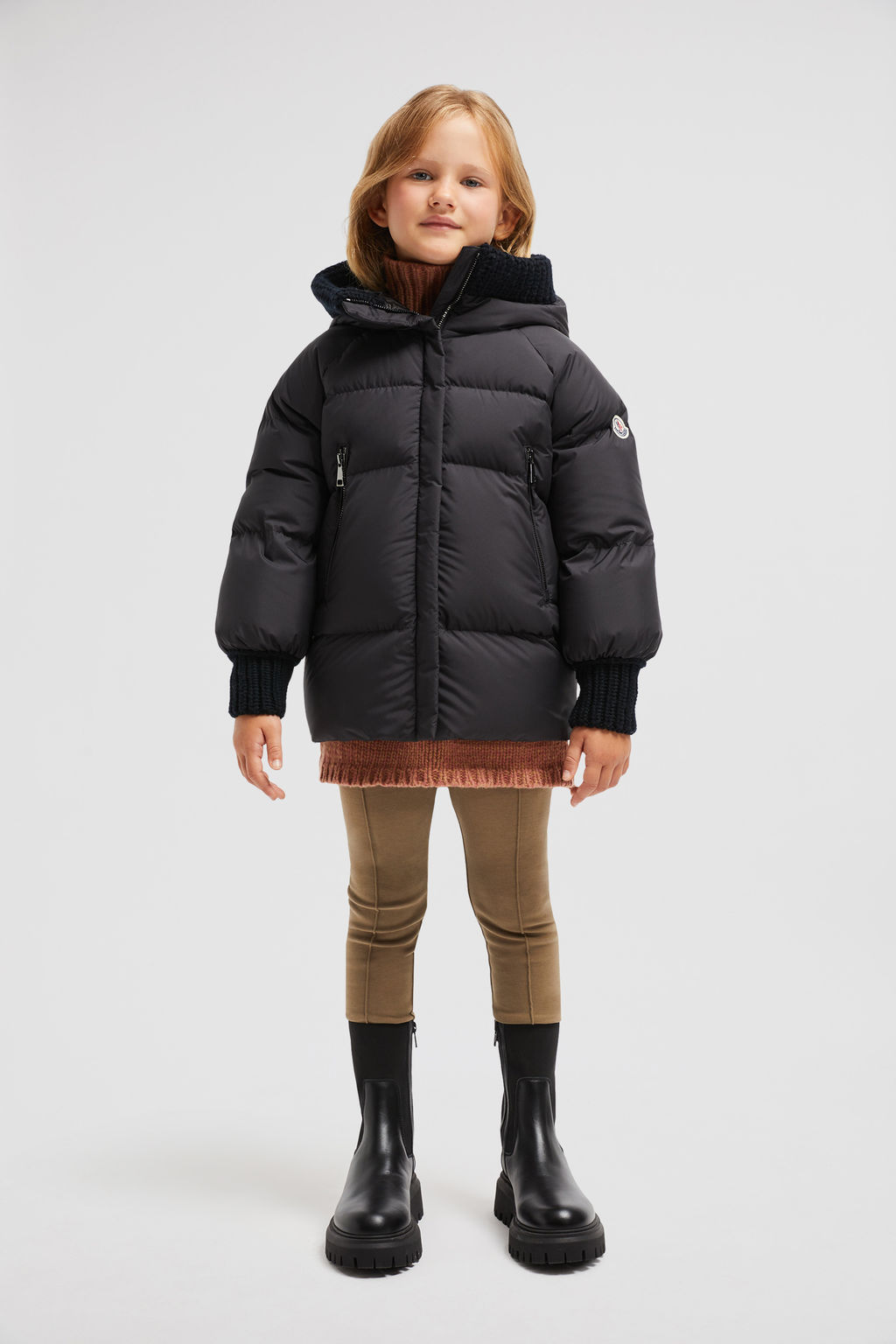 Black Ronda Down Jacket - Down Jackets & Vests for Children | Moncler US