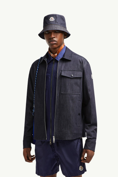 Denim Blue Denim Long Sleeve Zip-Up Shirt - Shirts for Men | Moncler CA