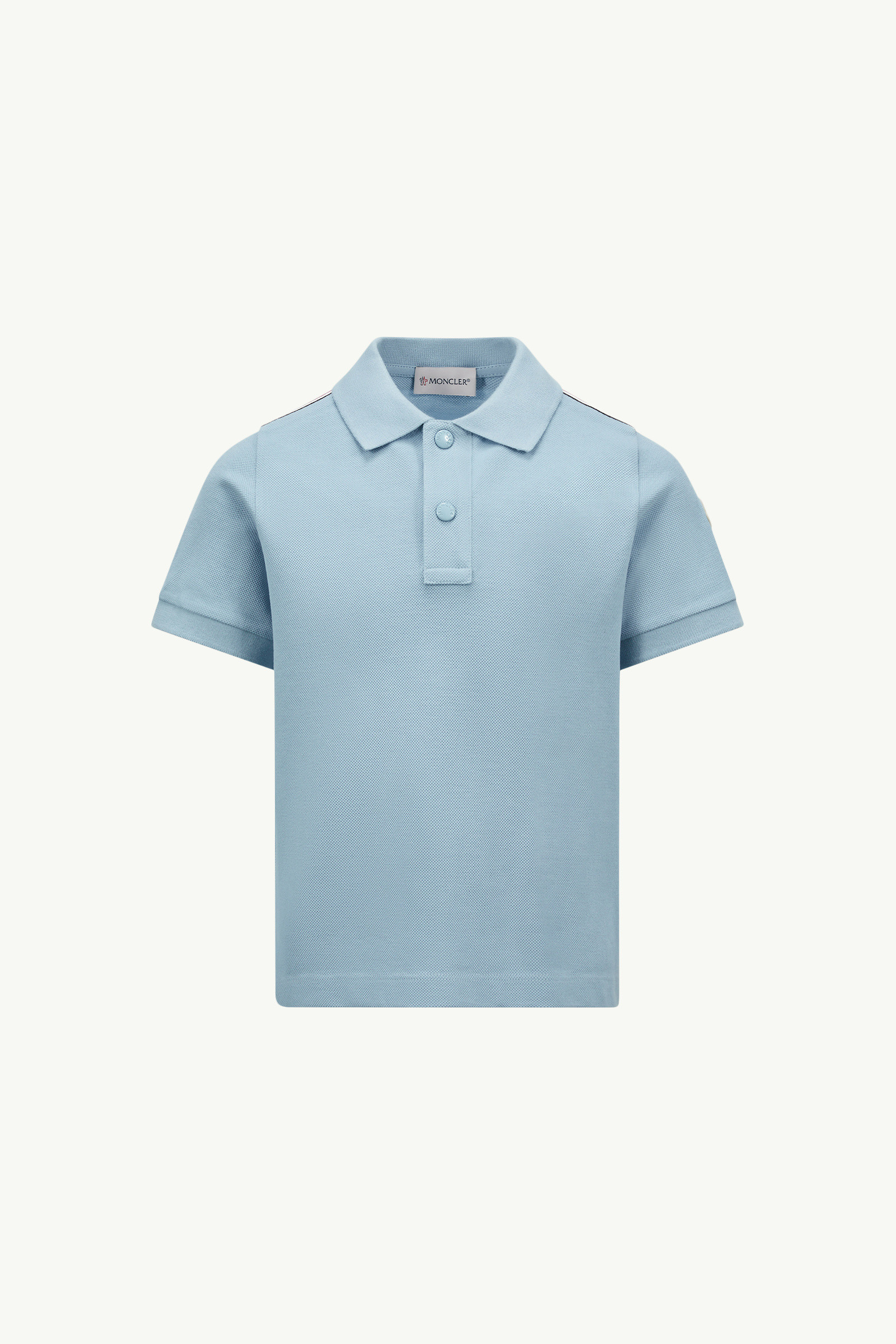Light Blue Tricolor Trimmed Cotton Polo Shirt Polos T shirts for Children Moncler DK