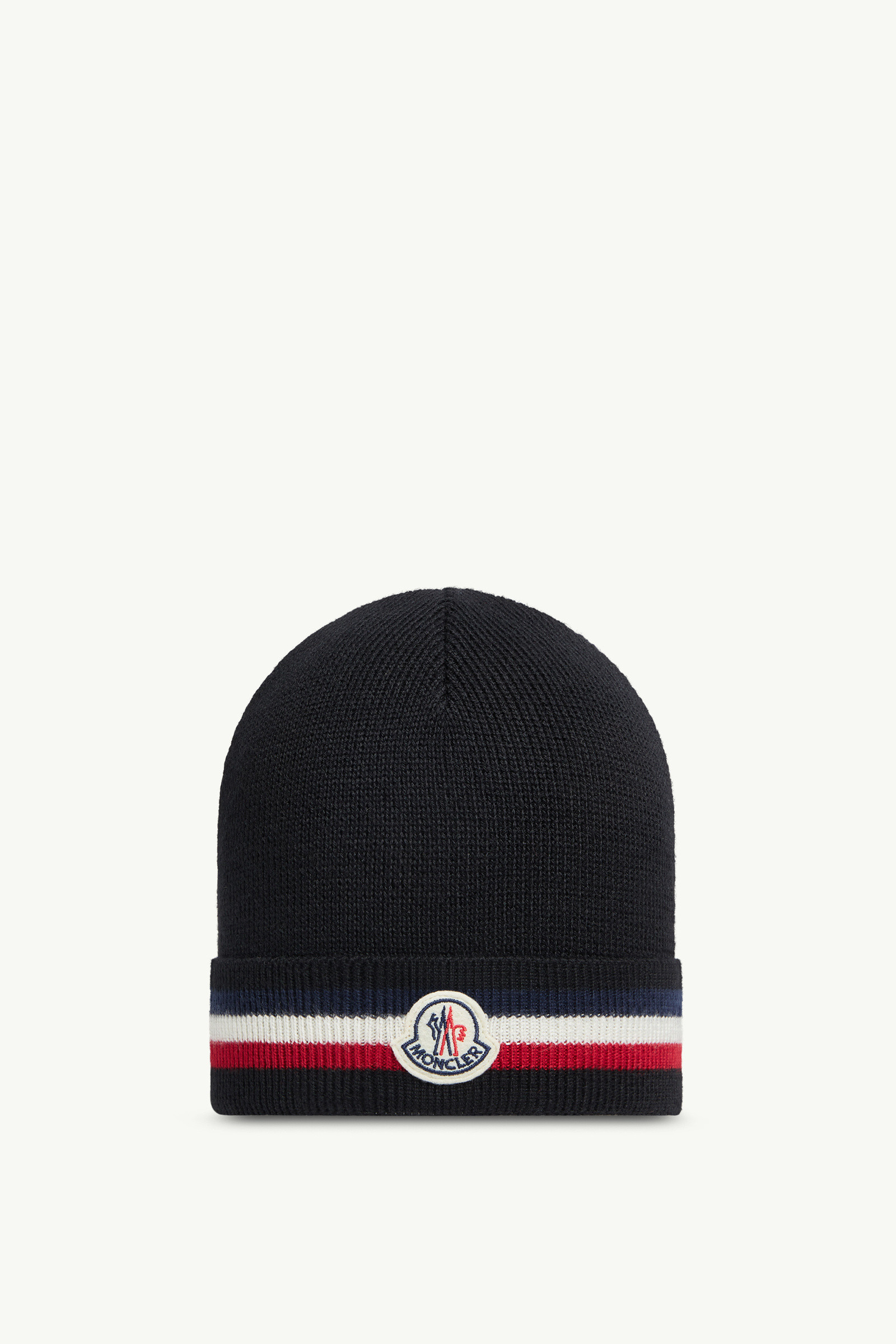 Black Tricolor Wool Beanie - Hats & Beanies for Men | Moncler US